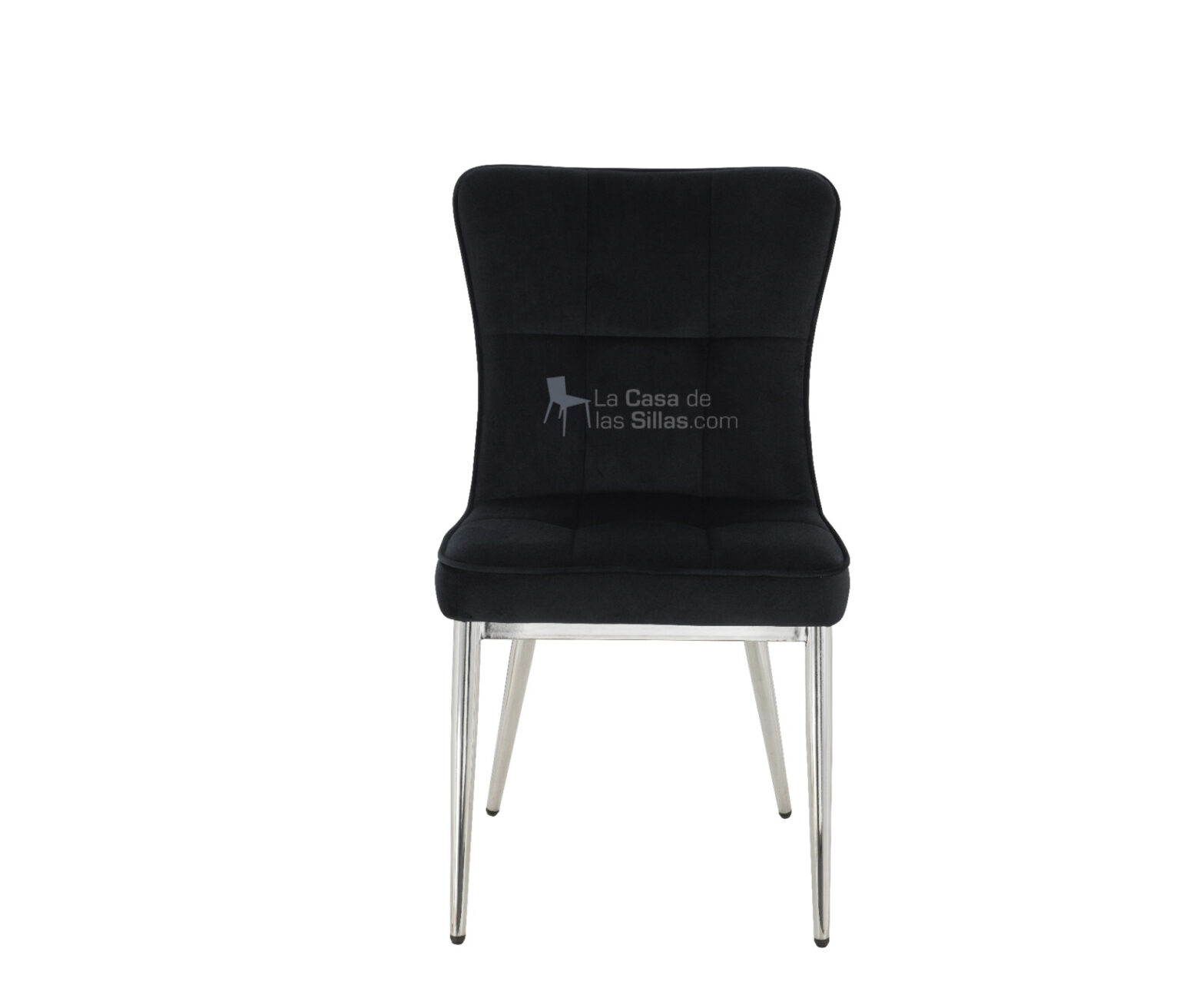SILLA COMEDOR CROMADA ELSA VELVET NEGRO - La casa de las sillas